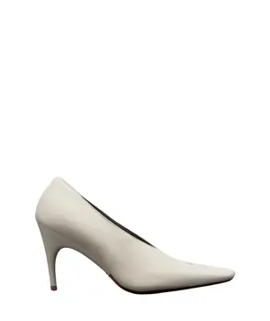 Balenciaga Duchesse Leather Pointed Toe Pumps - White