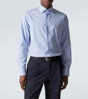 Canali Striped Cotton Poplin Shirt