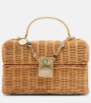 Judith Leiber Isla Embellished Wicker Top-handle Bag
