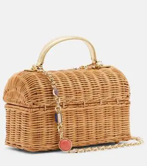 Judith Leiber Isla Embellished Wicker Top-handle Bag