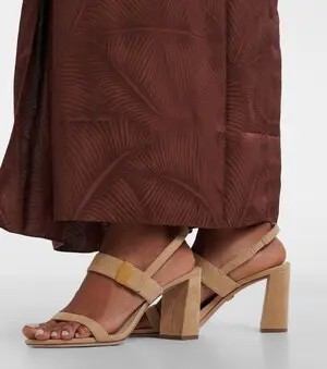 Veronica Beard Suede Slingback Sandals - Beige