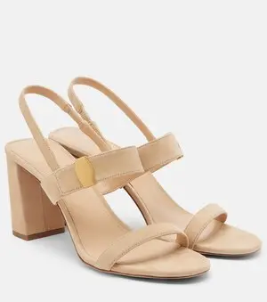 Veronica Beard Suede Slingback Sandals Beige