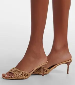 Veronica Beard Woven Metallic Leather Mules
