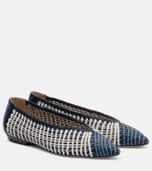 Veronica Beard Bancroft Woven Leather Ballet Flats - Blue