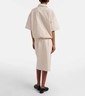 Prada Checked Cotton Poplin Pencil Skirt - Multicoloured