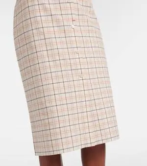 Prada Checked Cotton Poplin Pencil Skirt - Multicoloured
