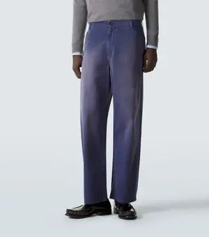 Miu Miu Cotton Gabardine Wide-leg Trousers - Blue
