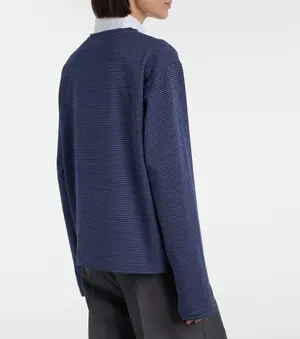 Miu Miu Striped Jacquard Cotton Jersey T-shirt - Blue