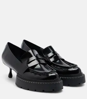 Noir Kei Ninomiya X Jimmy Choo Leather Loafer Pumps - Black