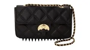 SPRAYGROUND Noir Quilt Gold Chain Shark Handbag