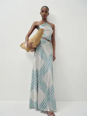REFORMATION Effie Silk Two Piece Set - Blue