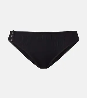 TOTEME Ribbed-knit Bikini Bottoms With Button Detail - Black