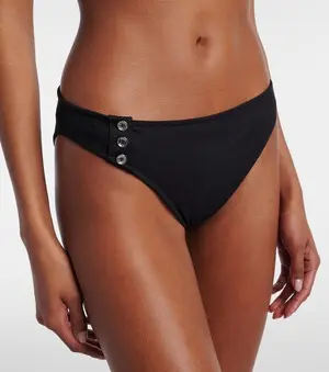 TOTEME Ribbed-knit Bikini Bottoms With Button Detail - Black