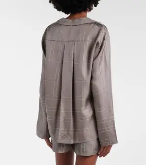 TOTEME Logo Silk Twill Pajama Shirt - Grey