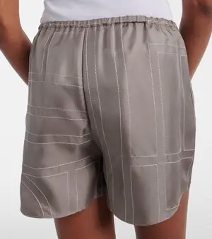 TOTEME Logo Silk Twill Shorts