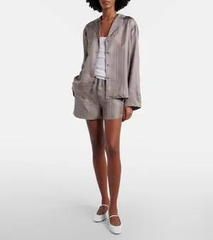 TOTEME Logo Silk Twill Shorts