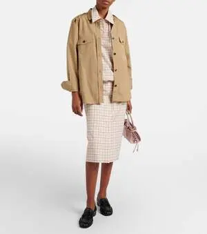 Prada Checked Cotton Poplin Pencil Skirt - Multicoloured