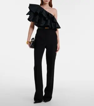 Max Mara Orca Ruffled One-shoulder Top