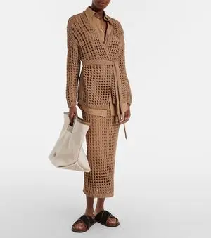 Max Mara Gelo Open-knit Cotton Wrap Cardigan - Brown