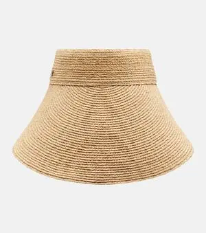 Chloé Silk-trimmed Raffia Visor - Multicoloured