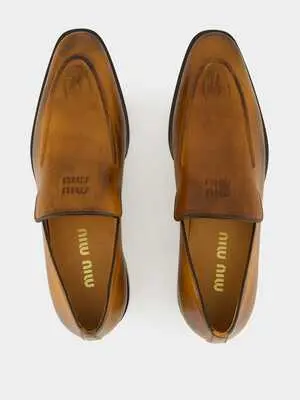 Miu Miu Leather Loafers - Brown