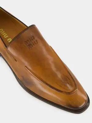 Miu Miu Leather Loafers - Brown