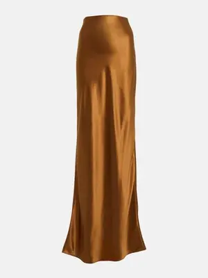 Saint Laurent Silk Satin Slip Skirt - Brown