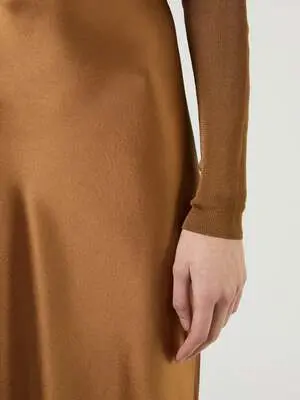 Saint Laurent Silk Satin Slip Skirt - Brown