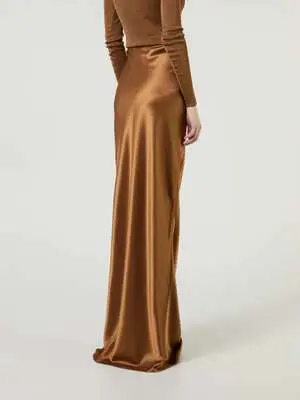 Saint Laurent Silk Satin Slip Skirt - Brown