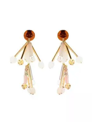 Patrizia Pepe Bead-embellished Clip-on Earrings - Neutrals