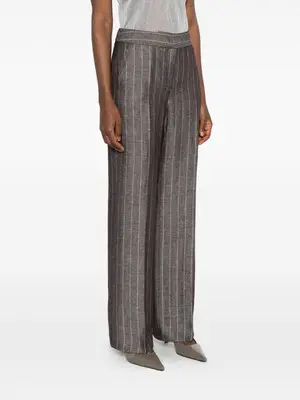 VIA MASINI 80 Pinstriped Trousers - Brown