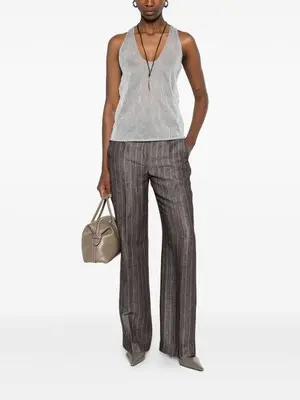 VIA MASINI 80 Pinstriped Trousers - Brown