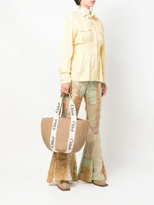 Chloé Woody Large Straw Basket Bag - White