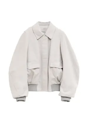 Loewe Suede Leather Bomber Jacket - Grey