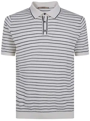 NUUR Two Tone Striped Short Sleeved Polo Neck T-shirt