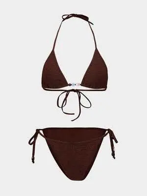 Hunza G Gina Beaded Bikini Brown