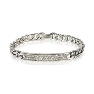 David Yurman Sterling Silver Diamond Id Bracelet
