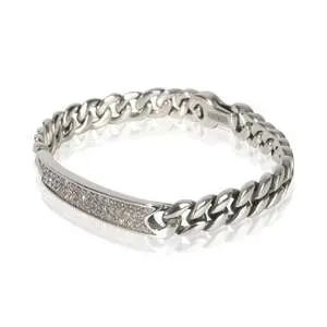 David Yurman Sterling Silver Diamond Id Bracelet