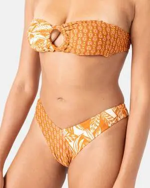 Roxy Printed Ring Bandeau Bikini Top - Rust Multi