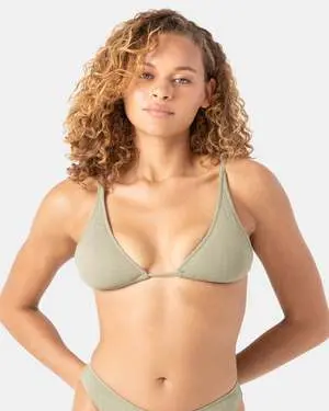 Roxy Haleiwa Built Up Triangle Bikini Top Oil Green