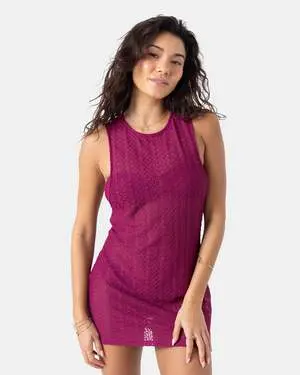 Roxy Crochet Cover Up Dress - Raspberry