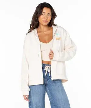 Roxy Zip-up Hoodie With Graphic Print - Dew Basic Beach