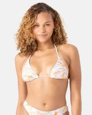 Roxy Printed Triangle Bikini Top - Blue Multi