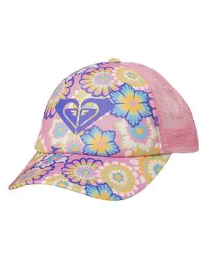 Roxy Trucker Hat - Lilac Chiffon Flower Party