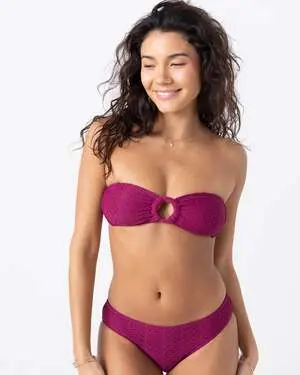 Roxy Crochet Hipster Bikini Bottom Raspberry