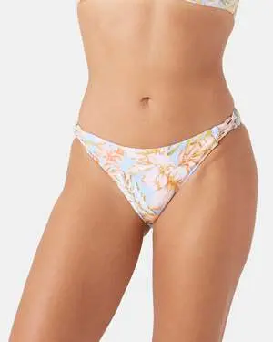 Roxy Printed Lace Side Full Bikini Bottom - Blue Multi