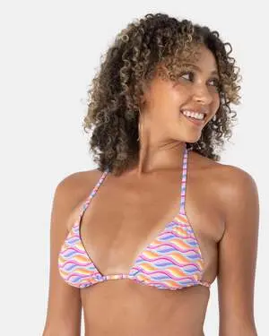 Roxy High Tide Tiki Triangle Bikini Top - Pink Combo