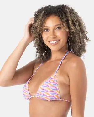 Roxy High Tide Tiki Triangle Bikini Top - Pink Combo