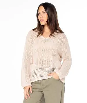 Roxy Relaxed Fit Hooded Tunic - Parchment Solid