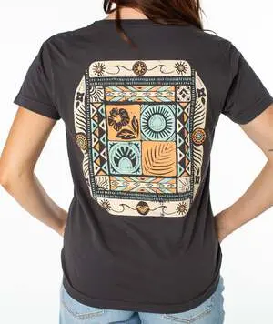 Roxy Printed Boyfriend T-shirt - Phantom Poly Blocks